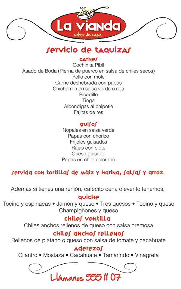 Menu at La Vianda, Mexicali