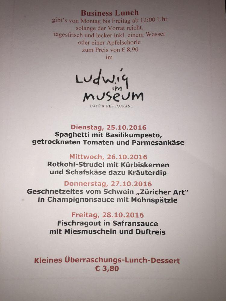 Menu at Ludwig im Museum Restaurant & Café, Cologne