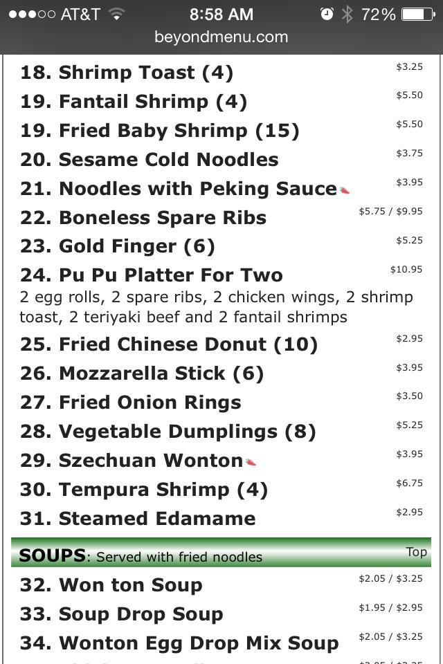 Menu at New Moon restaurant, Naugatuck