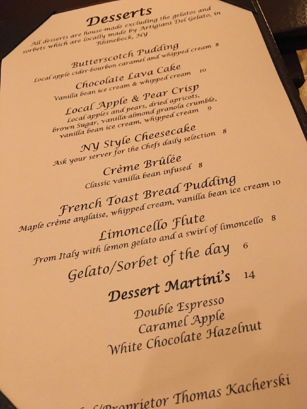 Menu at Crew Restaurant & Bar, Poughkeepsie