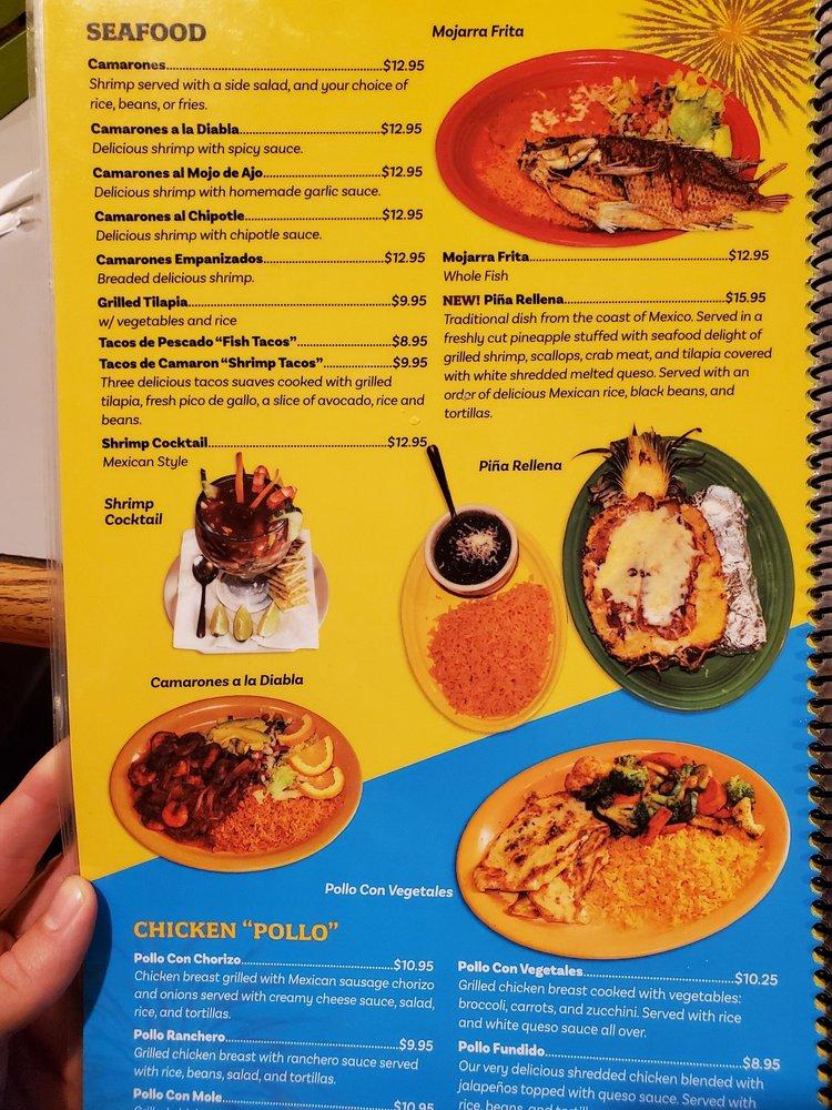 Menu at Iguana's Mexican restaurant, Plainfield