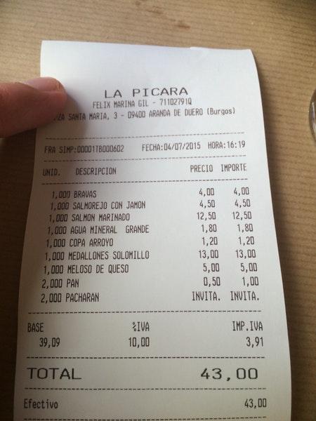 Menu at La Pícara Gastroteca pub & bar, Aranda de Duero