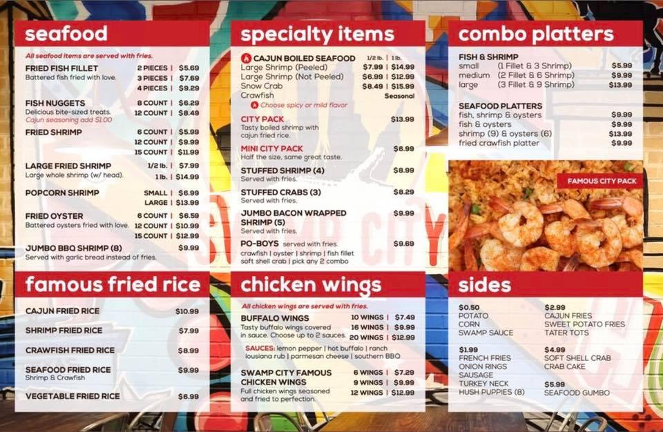 Menu at Swamp City restaurant, Houston, 300 W Little York Rd