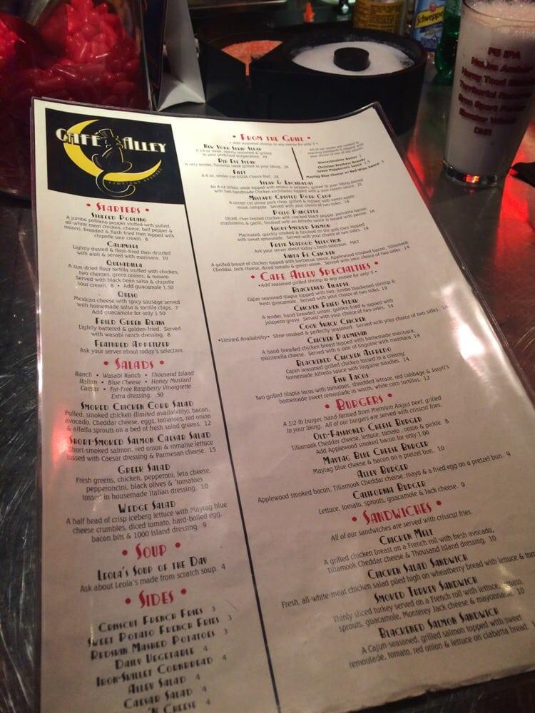Menu at Cafe Alley, Ardmore, 126 A St NE