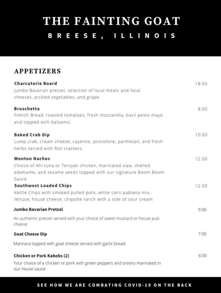 Menu at THE FAINTING GO pub & bar, Breese