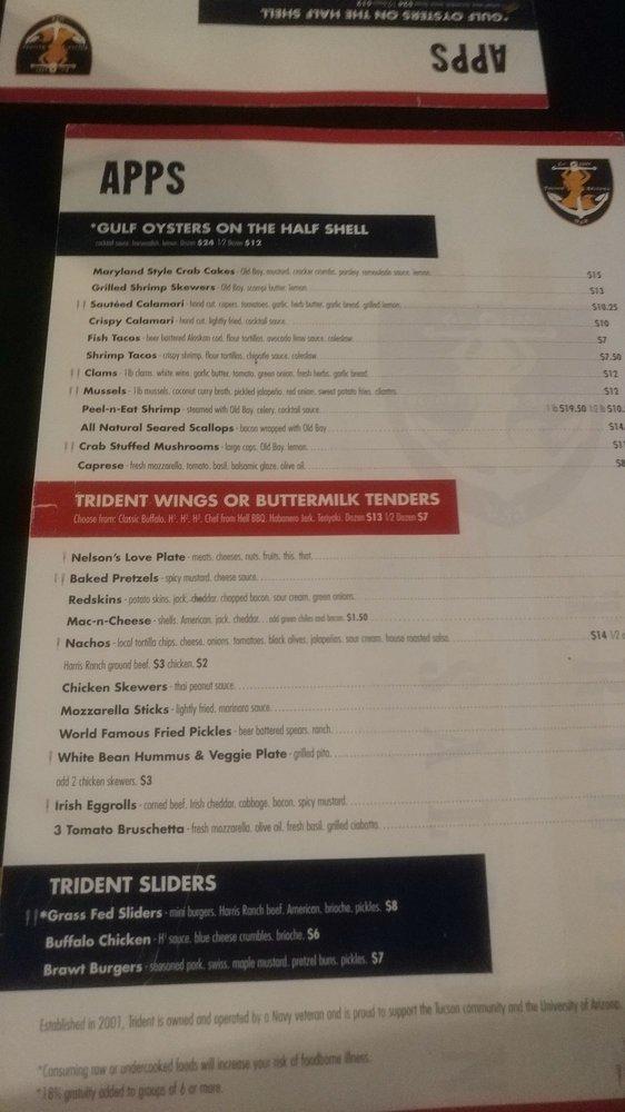 Menu at Trident Grill pub & bar, Tucson, E Speedway Blvd
