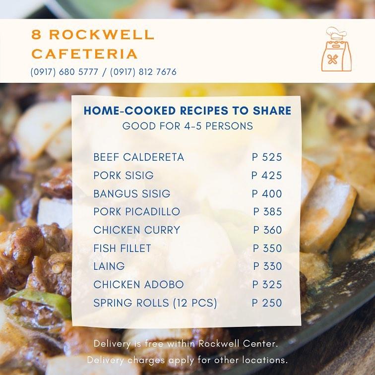 Menu at 8 Rockwell Cafeteria, Makati