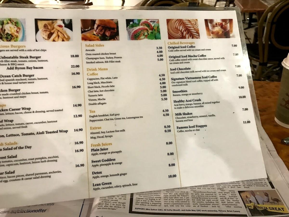 Menu at Coast Roast cafe, Cairns, Cairns Central Shopping Centre 1