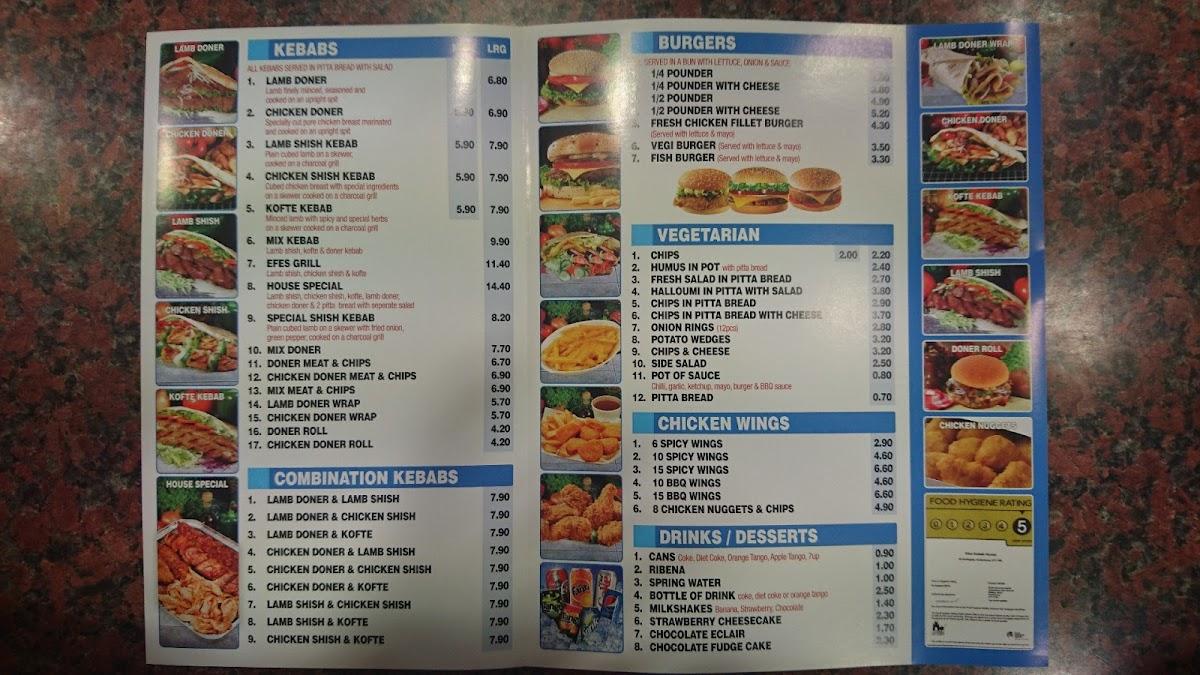 Menu at Efes Kebab House Canterbury fast food, Canterbury