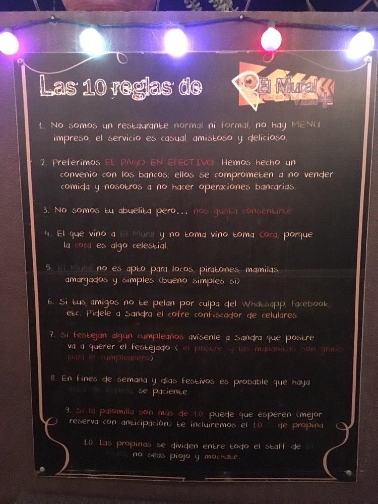 Menu at El Mural pizzeria, La Paz, Belisario Domínguez 3505