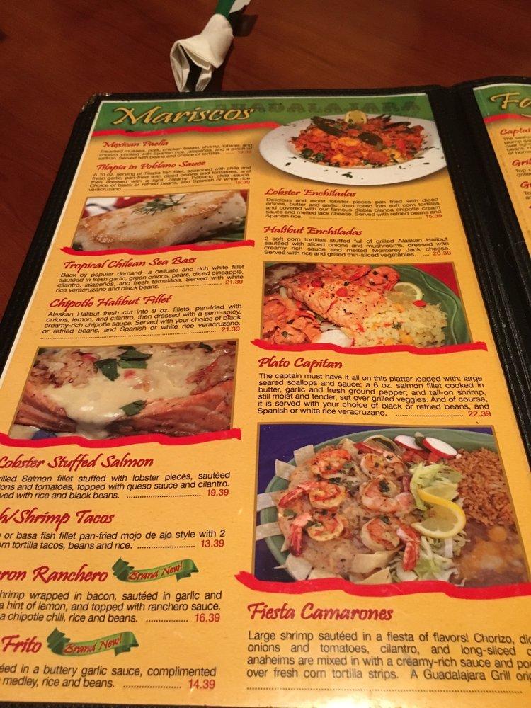Menu at Guadalajara Original Grill restaurant, Tucson, N Oracle Rd
