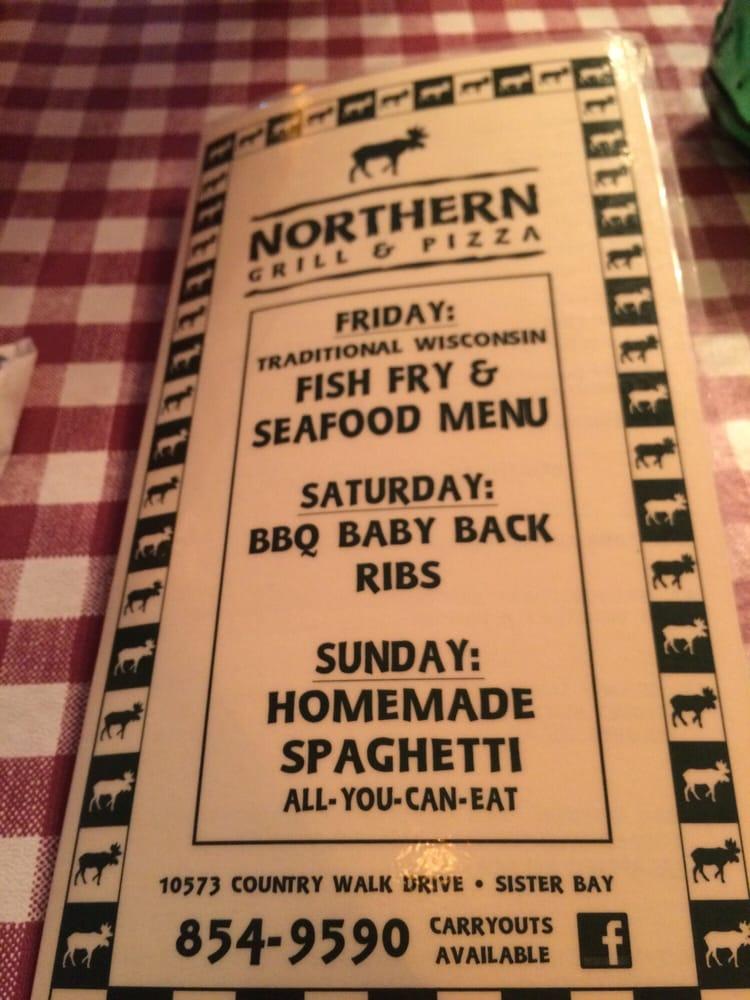 Menu at Northern Grill & Pub, Sister Bay