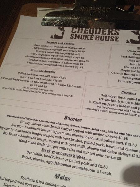 Menu at Chequers-witney pub & bar, Witney
