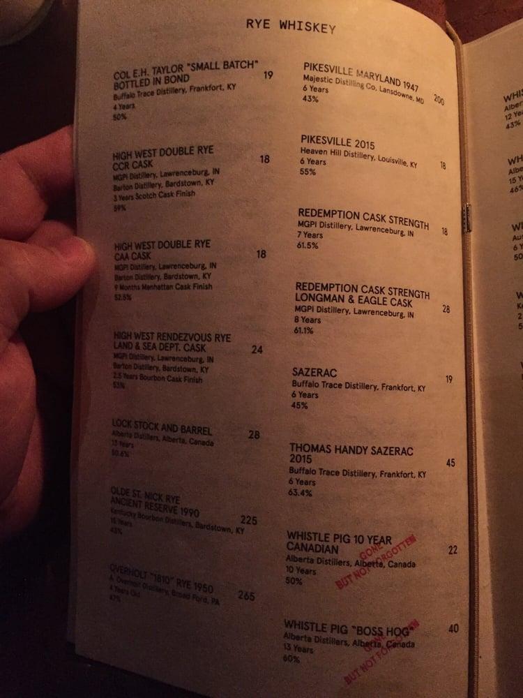 Menu at The Milk Room pub & bar, Chicago