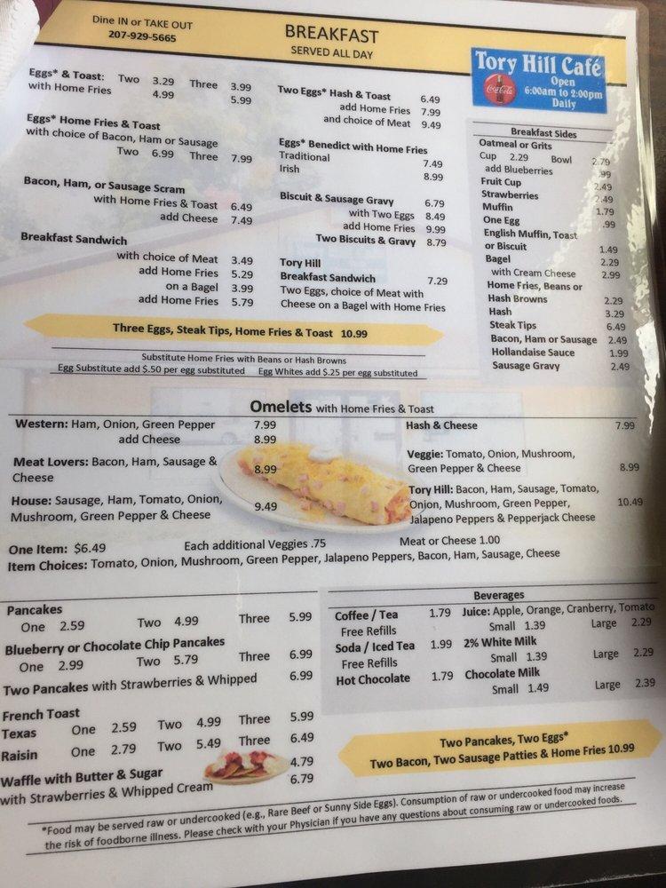 Menu at Tory Hill Cafe, Buxton