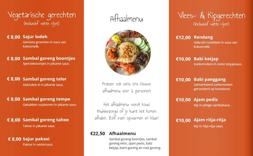 Menu at Eethuis Saté Indonesia, Geleen, Markt 90