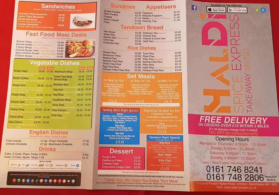 Menu at Haldi Lounge & Spice Grill, Indian Restaurant Manchester ...