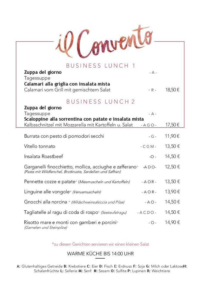 Speisekarte von Il Convento restaurant, Innsbruck