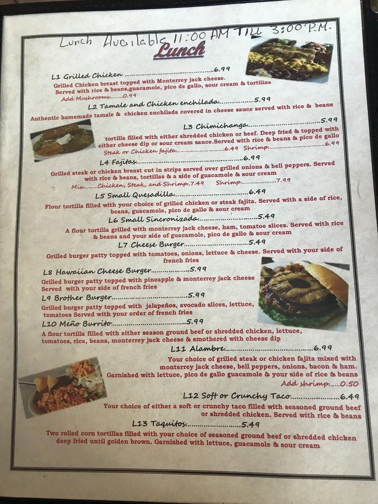 Menu at Little brother restaurant, El Dorado, Junction City Rd
