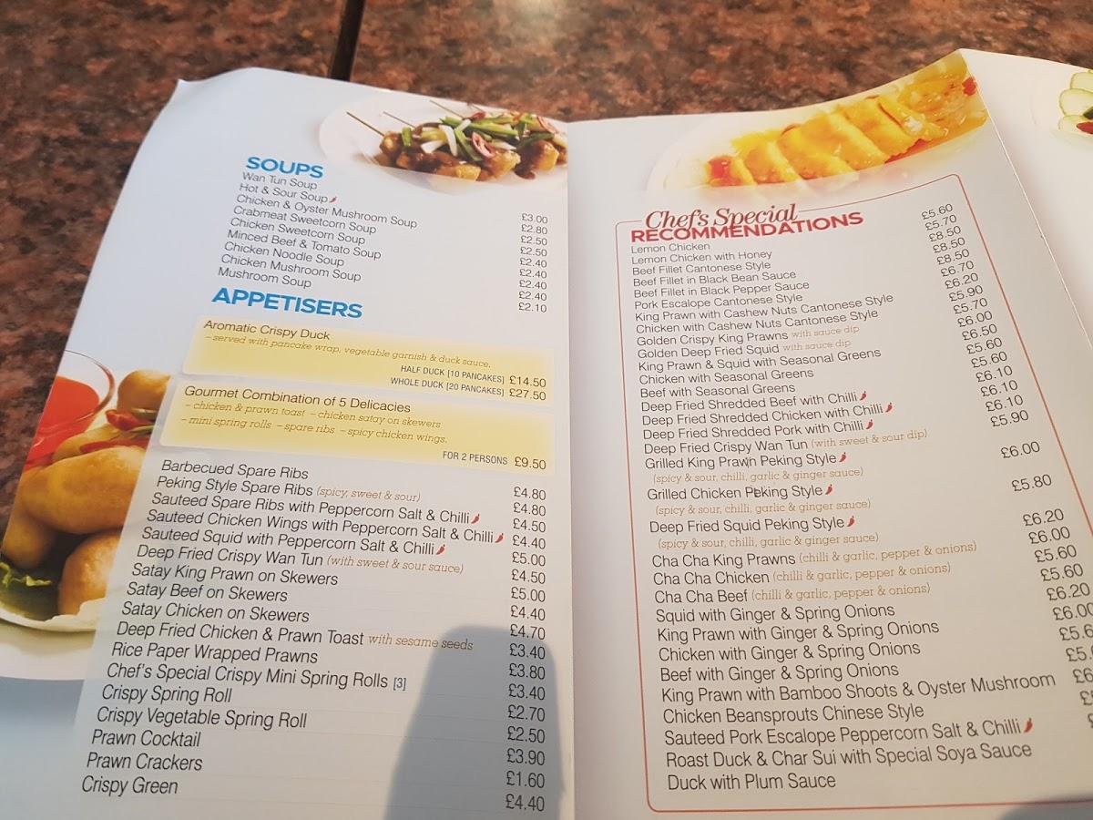 Menu at Sapphire restaurant, Livingston