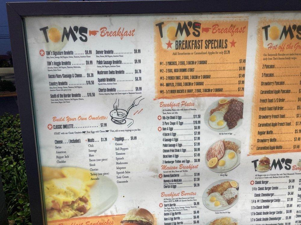 Menu at Tom's Burgers 18 restaurant, Pomona, Philadelphia St