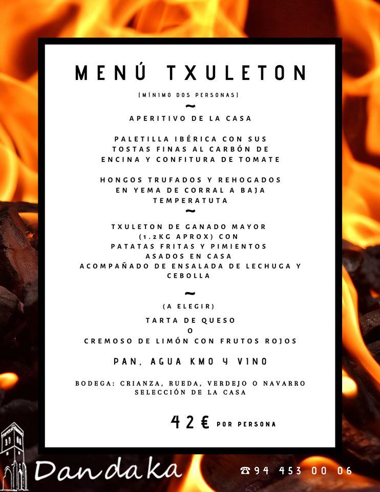 Carta del restaurante Dandaka Jatetxea, Erandio