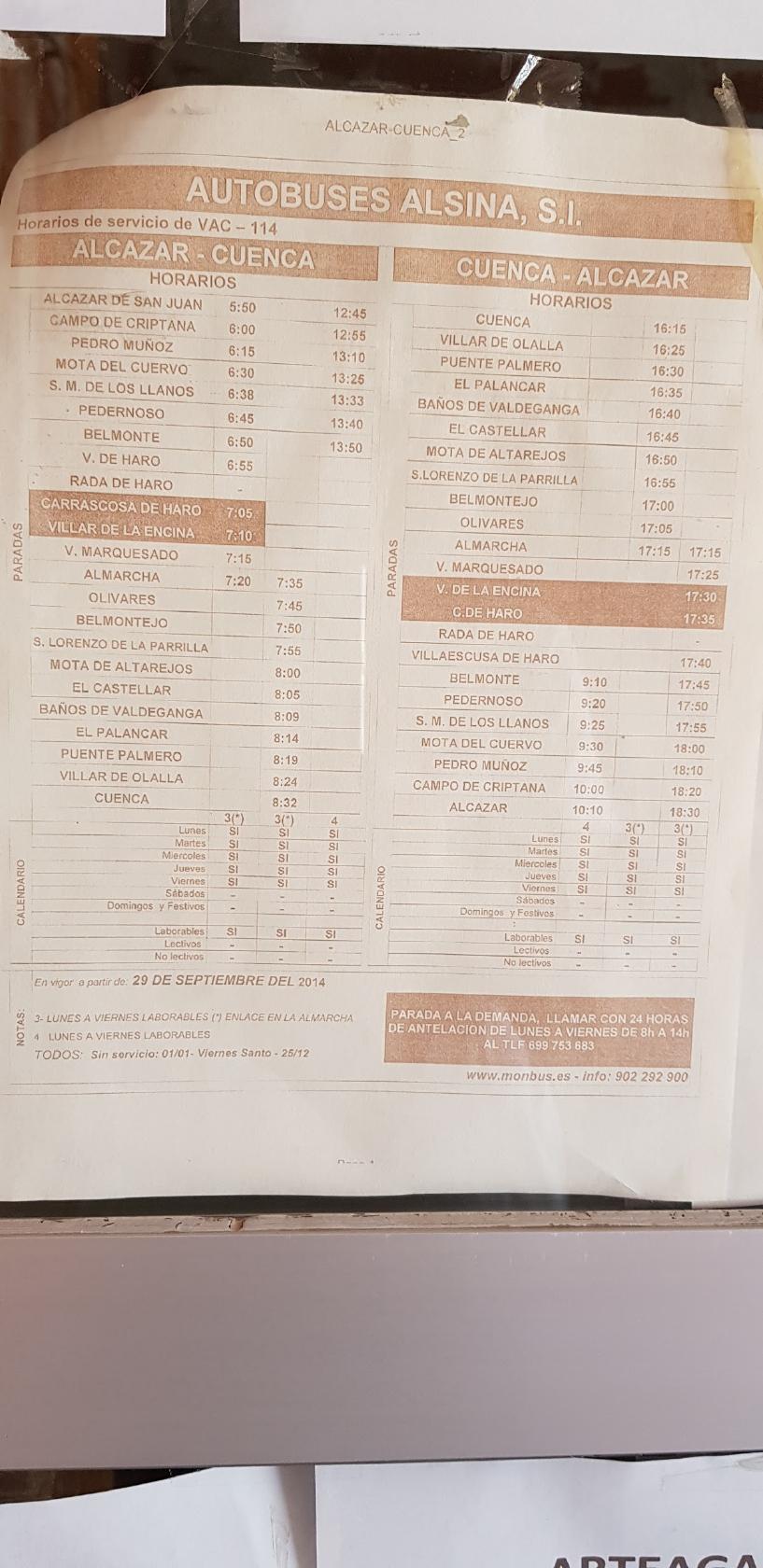 Menu at ESTACION DE AUTOBUSES pub & bar, Alcázar de San Juan
