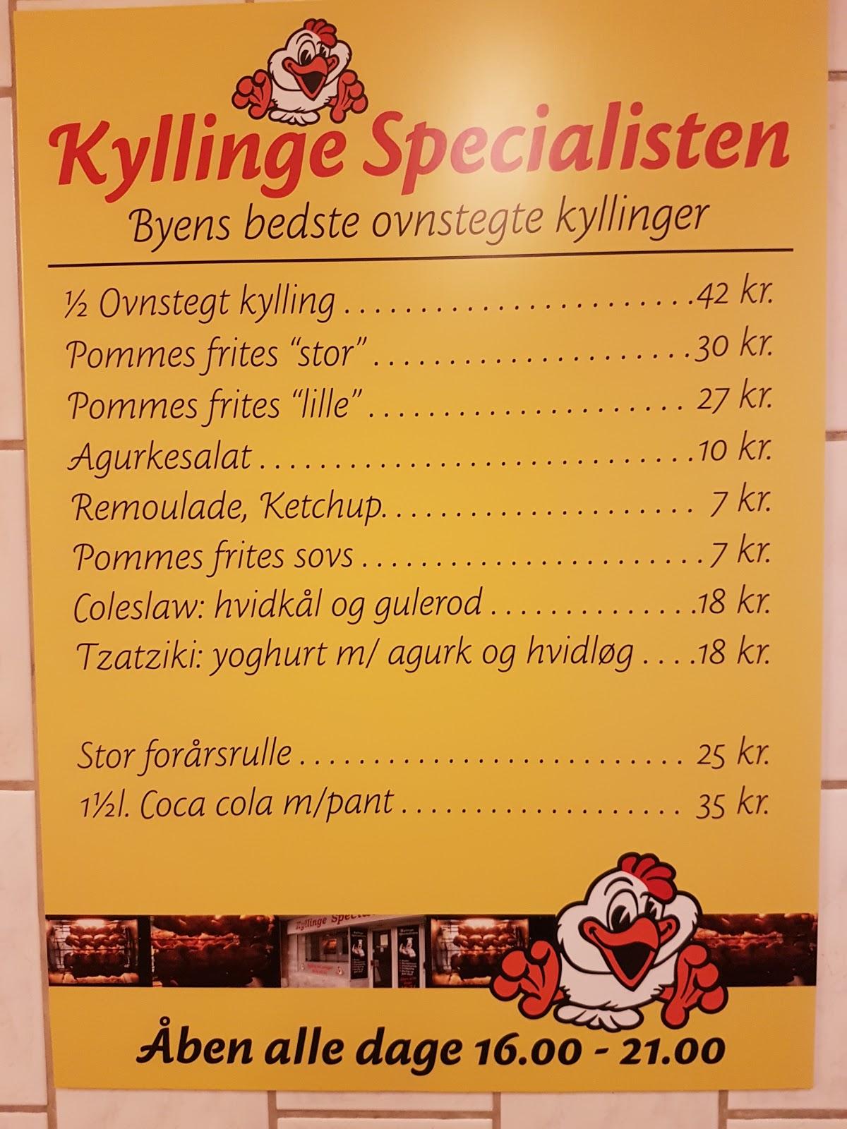 Menu at The Chicken Specialist restaurant, Silkeborg
