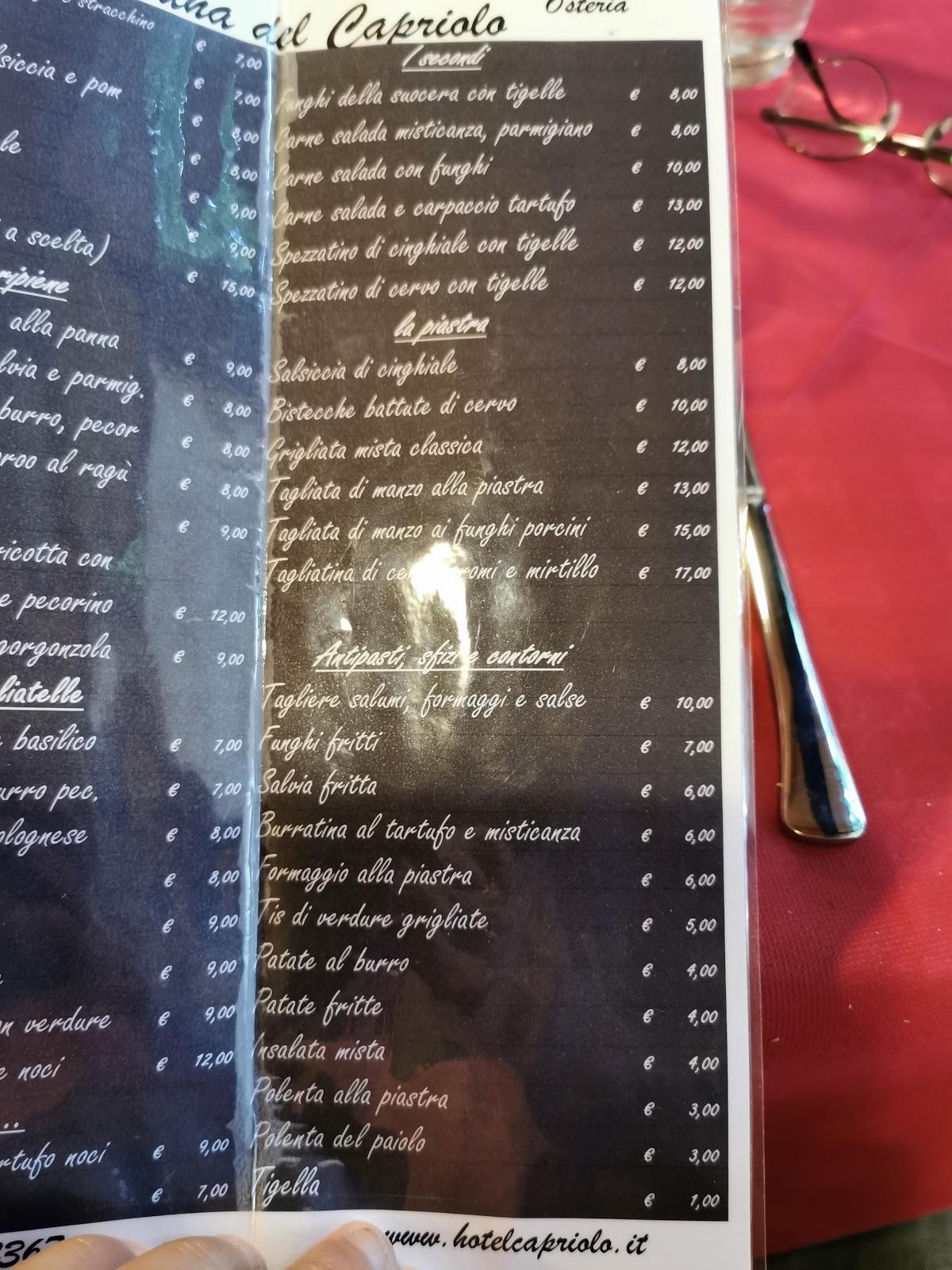 Menu da Ristorante La Tana del Capriolo, Lizzano In Belvedere