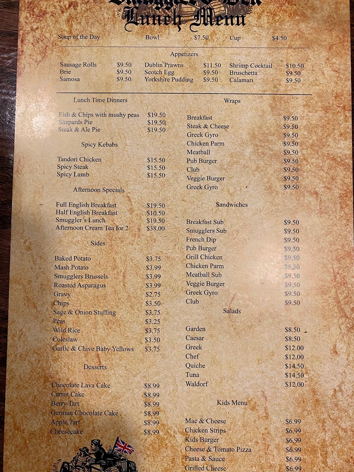 Menu at Smugglers Den pub & bar, Murrells Inlet