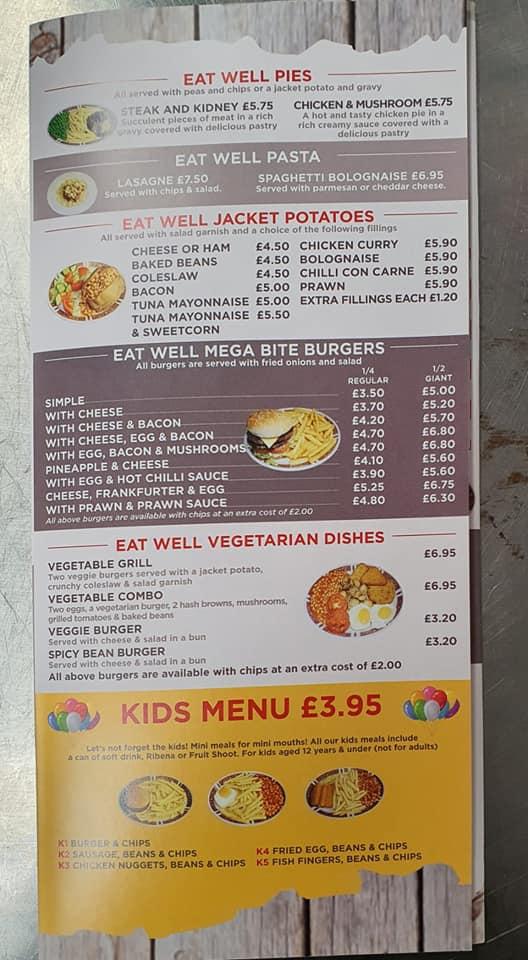 Menu at Eat Well Cafe, Camberley