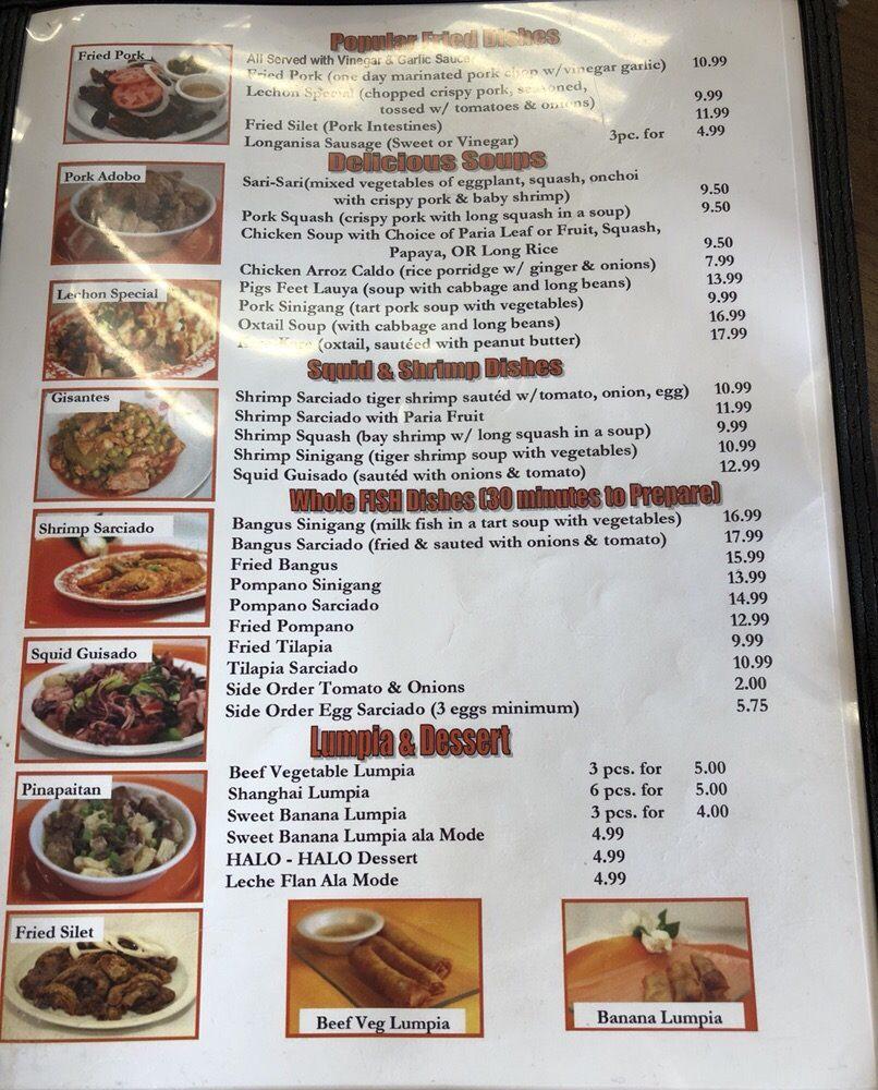 Menu at Elena's Restaurant, Waipahu, Tropicana Square Shopping Center