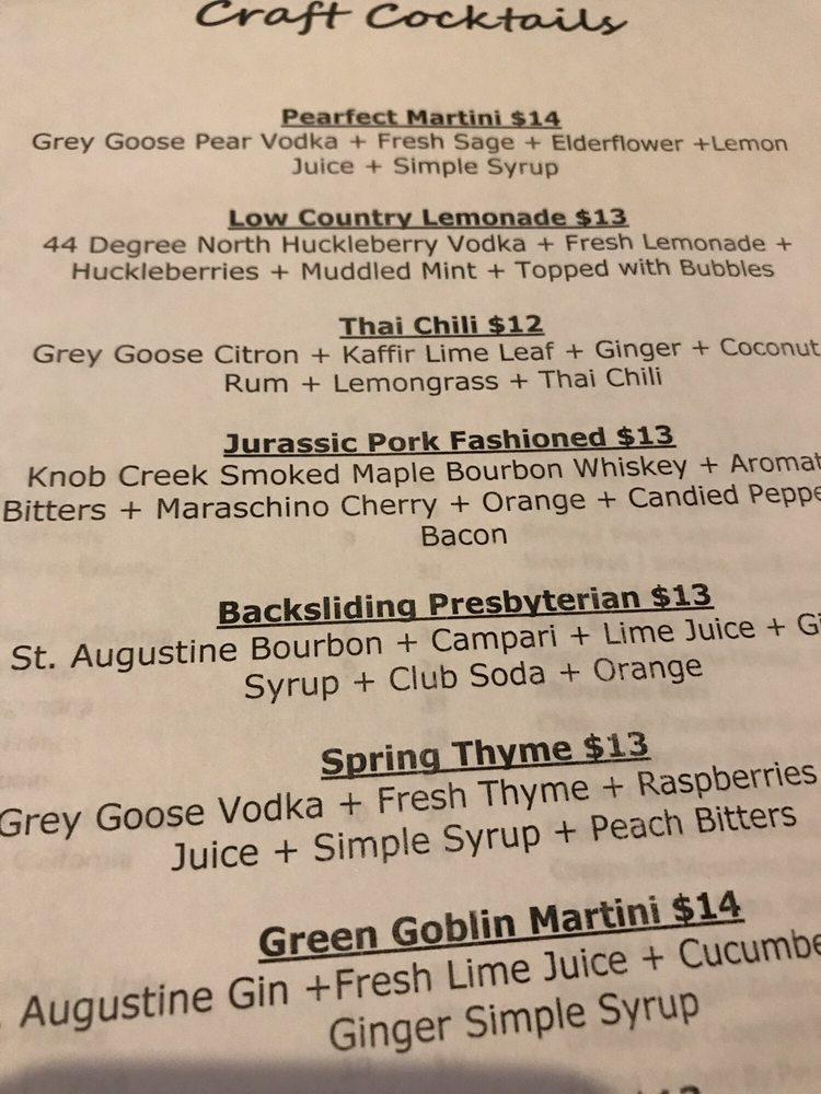 Menu at Ocean 302 steakhouse, Melbourne Beach