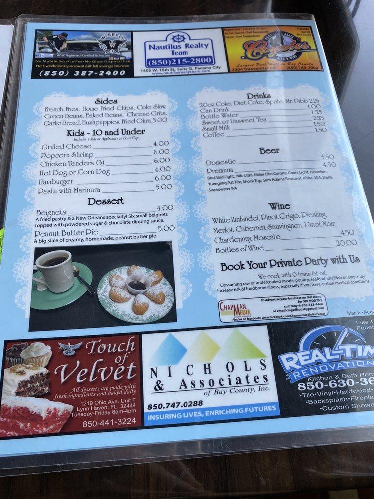 Menu at Millie's Cafe, Panama City