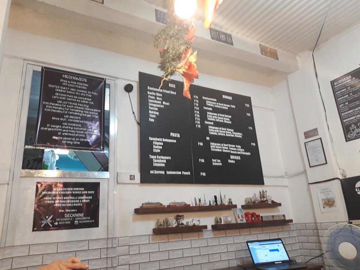 Menu at Deck Nine restaurant, Valenzuela