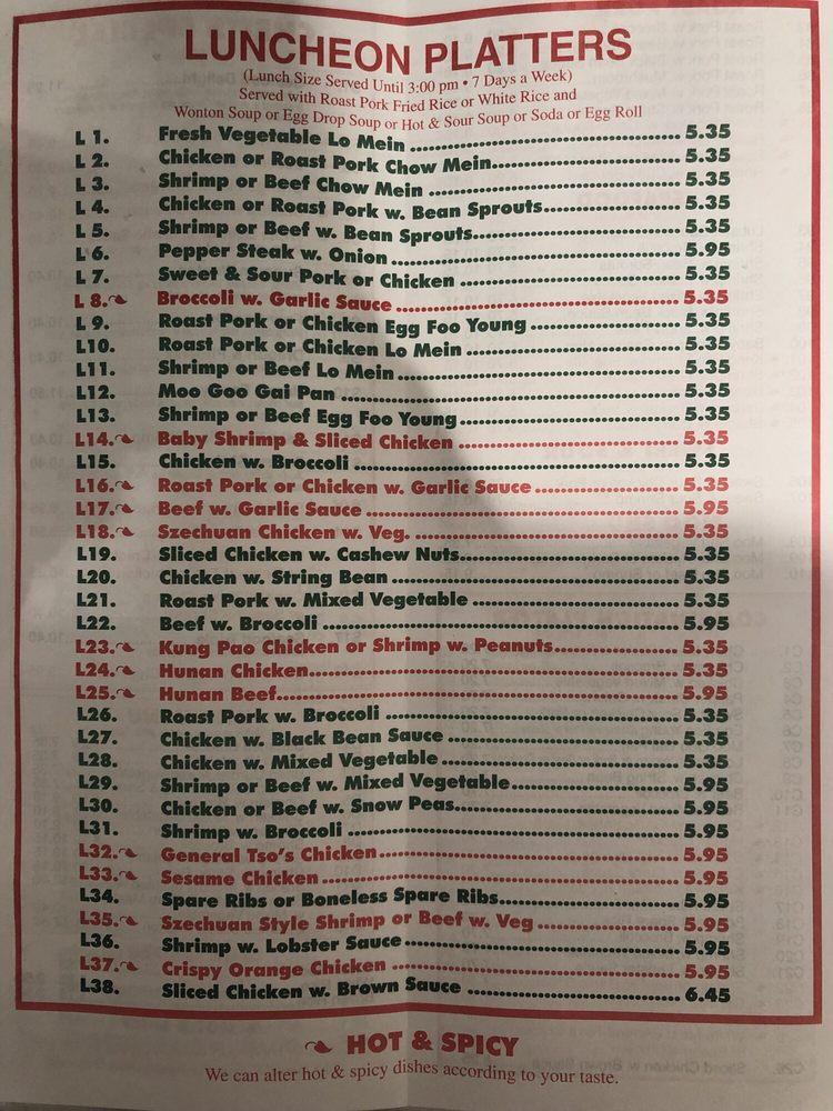 Menu at Great Peking Restaurant, Village of Pelham