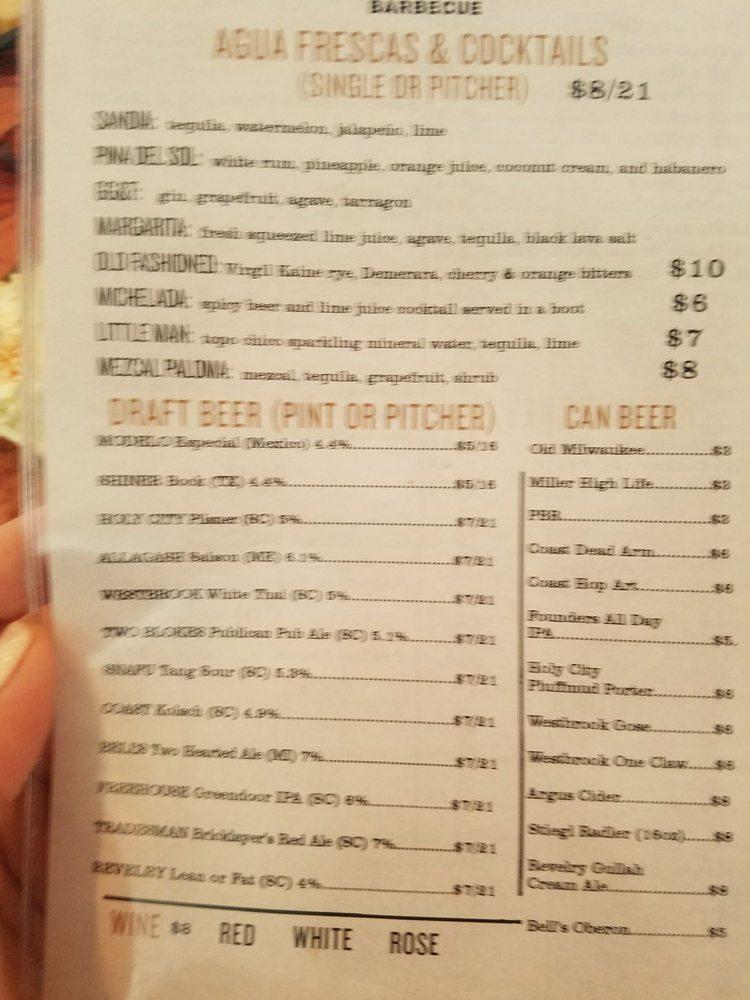 Menu at Lewis Barbecue Charleston, Charleston