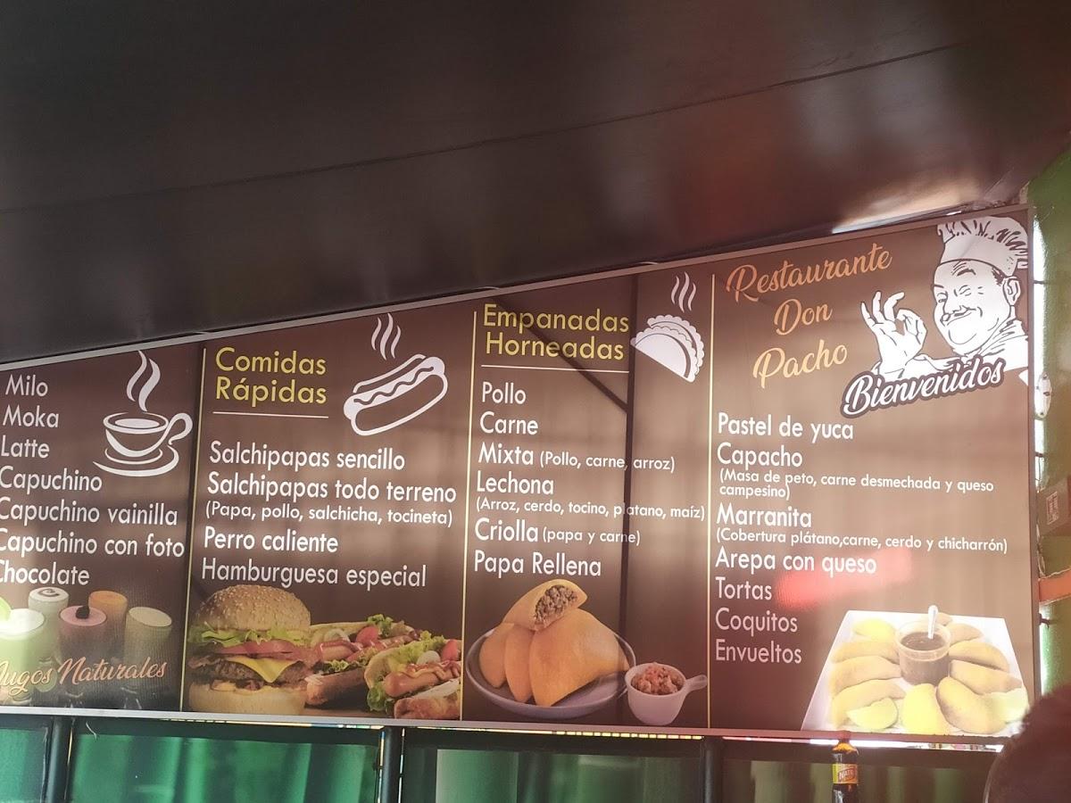 Menu at Restaurante Típico Colombiano Don Pacho, Bogotá
