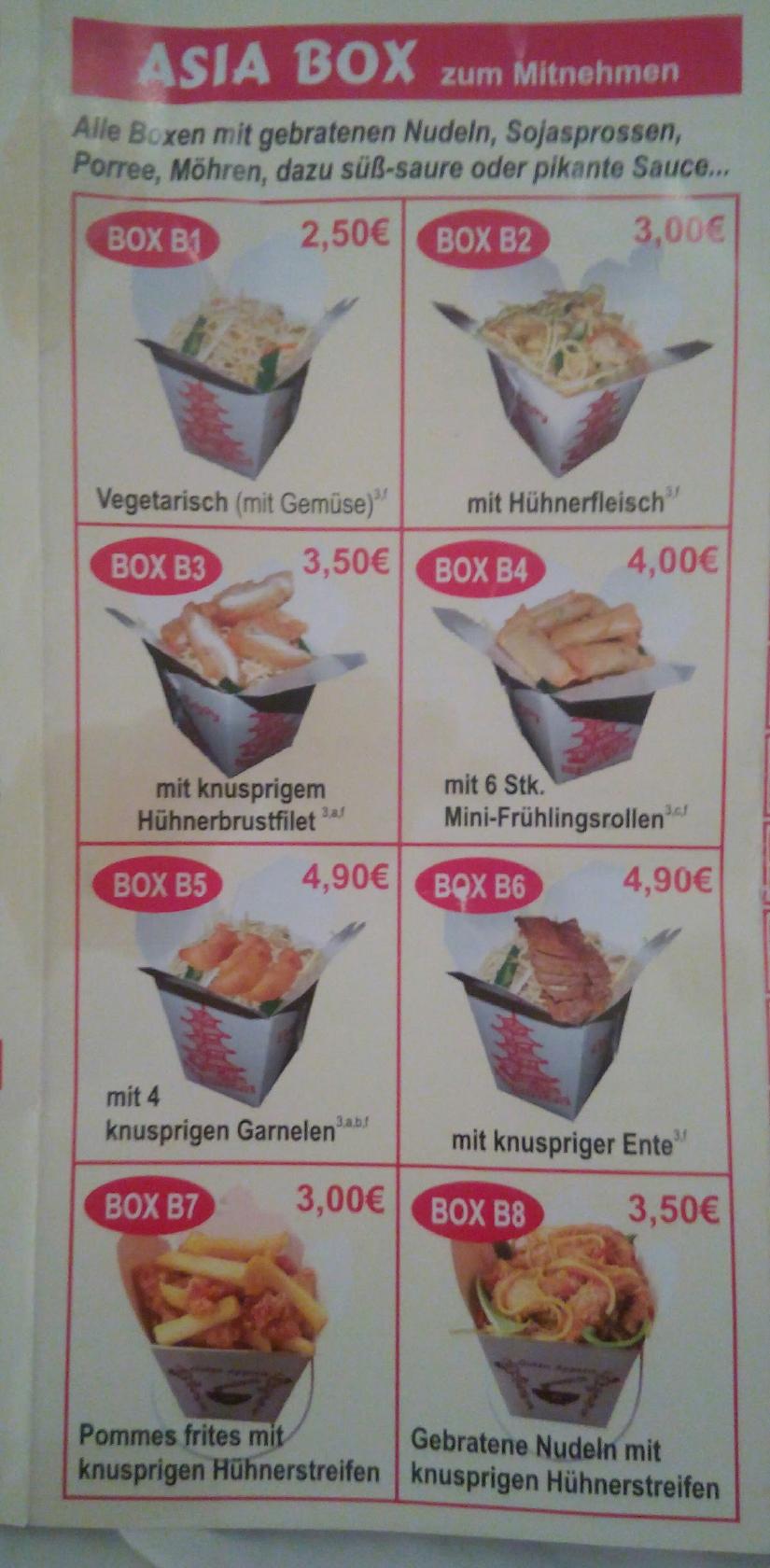 Menu at Asia "Kim Phú" restaurant, Siegen