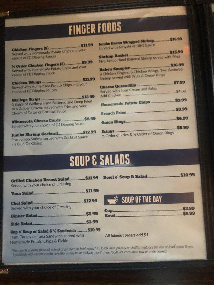 Menu at Blue Ox Central pub & bar, Las Vegas, S Eastern Ave