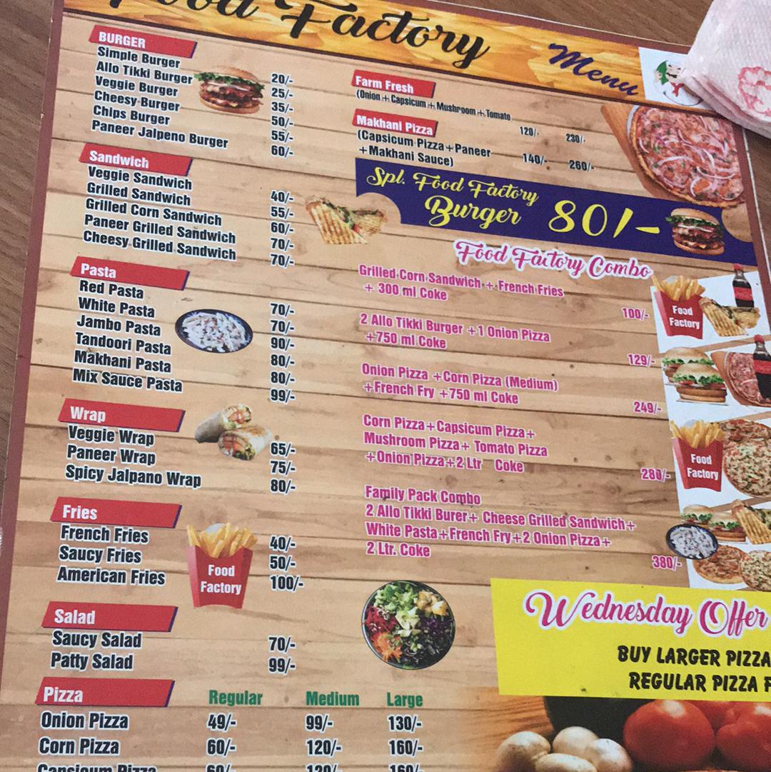 Menu at Food factory baran, patiala, Baran