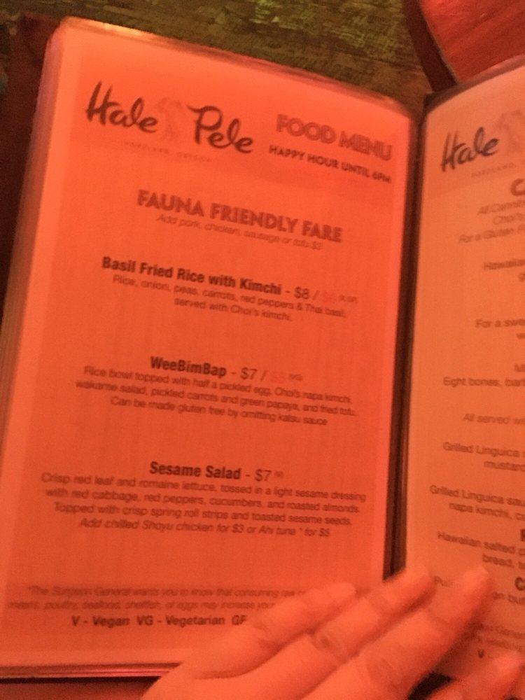 Menu at Hale Pele pub & bar, Portland