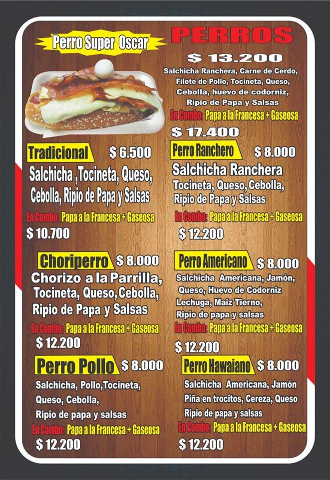 Menu at Parrillada Y Pizeria Oscar, Cali