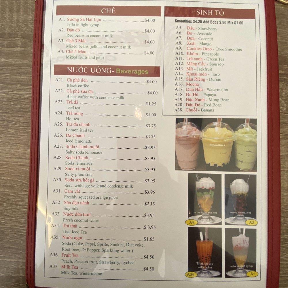 Menu at Pho Long restaurant, Colton