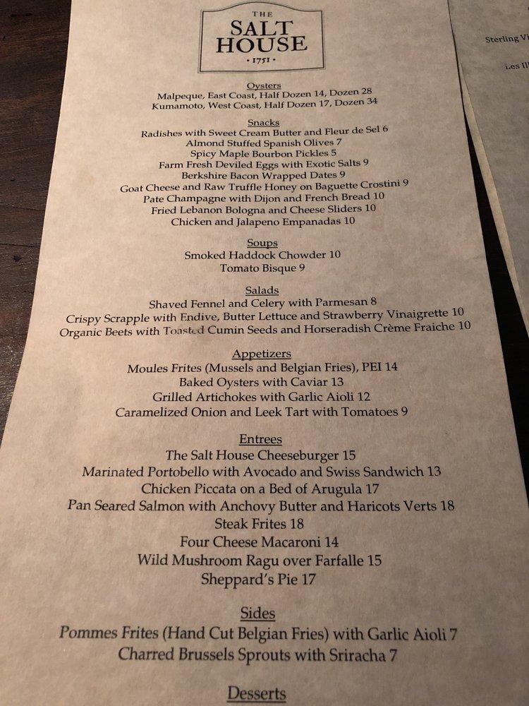 Menu at The Salt House pub & bar, New Hope