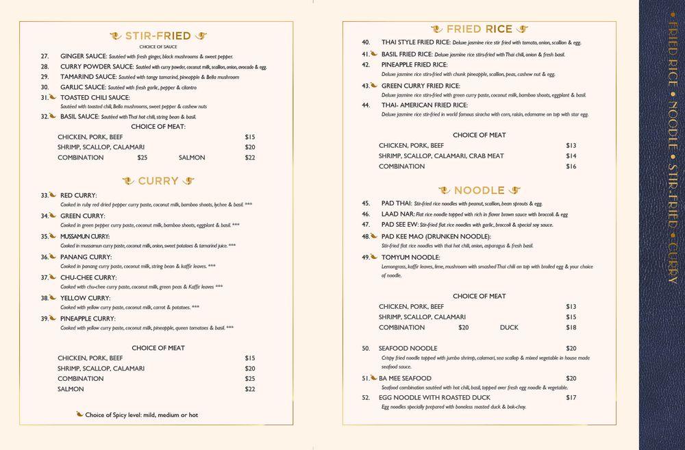 Menu at Tuptim restaurant, Montclair, 600 Bloomfield Ave