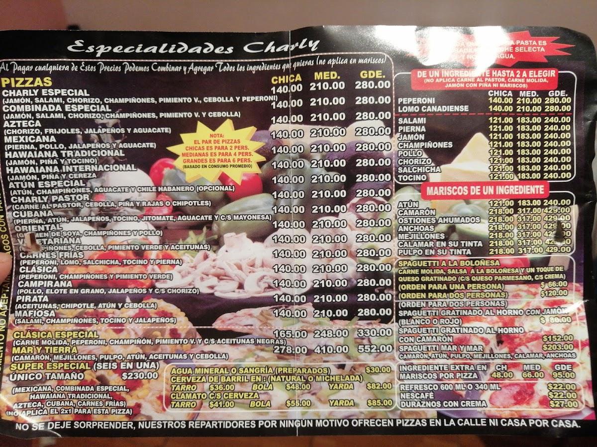 Carta del restaurante Charly Pizza, Nezahualcóyotl, Av. Tlahuac #1556