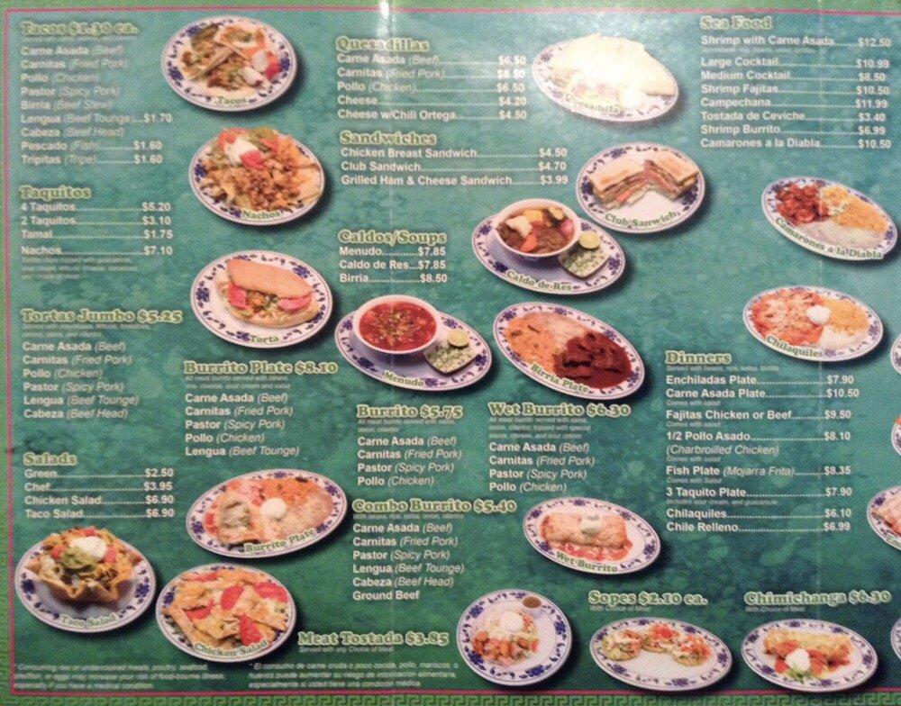 Menu at Don Pedro restaurant, Portland, SE 82nd Ave