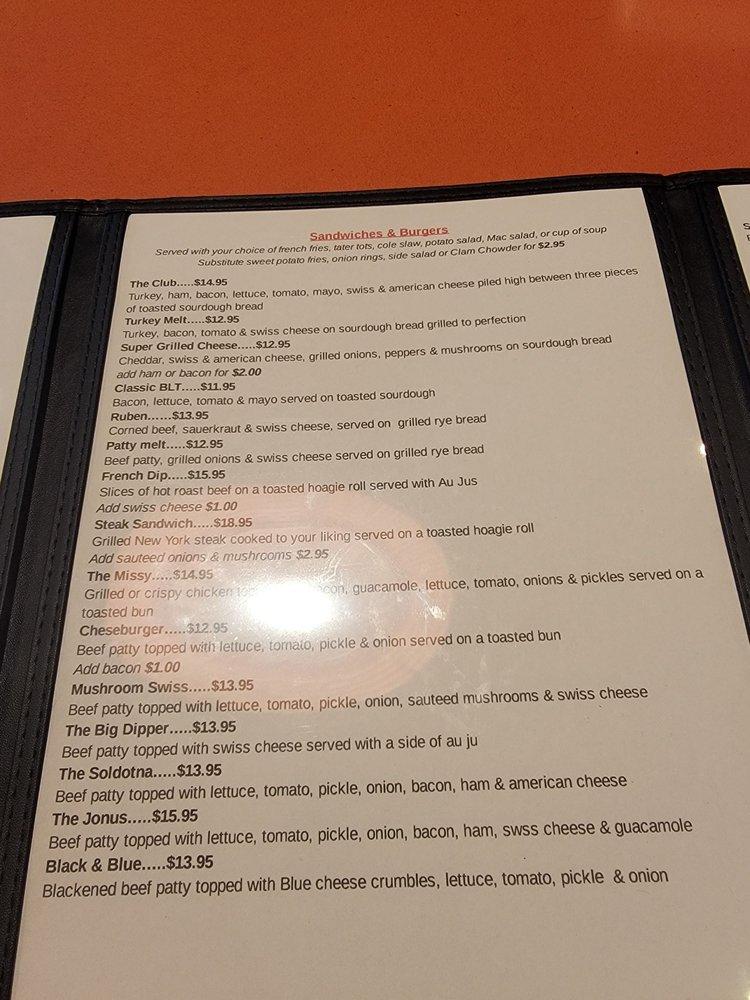 Menu at Ginger's Restaurant, Soldotna