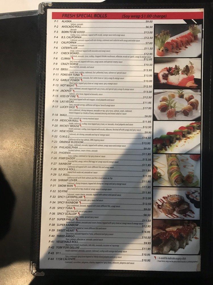 Menu at Ooi Japanese Restaurant, Clovis